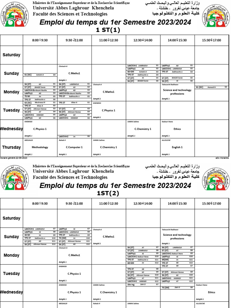 Planning FST 2023-2024 | PDF