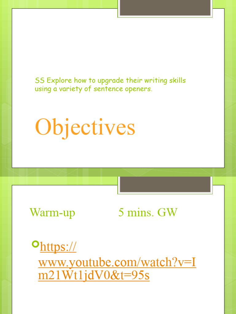 Sentence Openers | PDF | English Grammar | Grammar