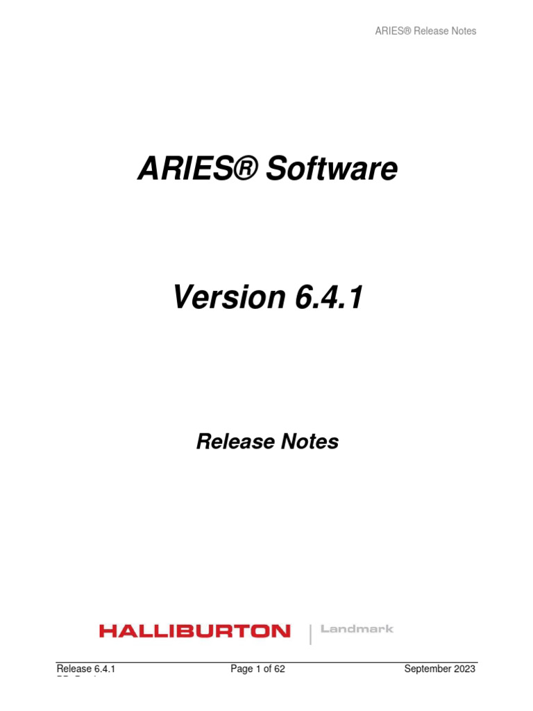 ARIES 6.4.1 ReleaseNotes | PDF | Microsoft Access | Microsoft Windows