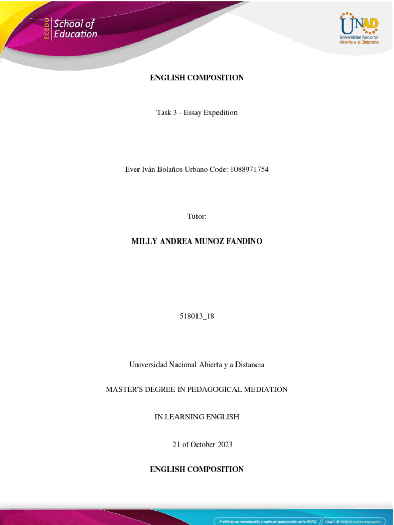 ENGLISH COMPOSITION Task 3 Essay Expedition | PDF | Mind | Idea ENGLISH COMPOSITION Task 3 Essay Expedition | PDF | Mind | Idea