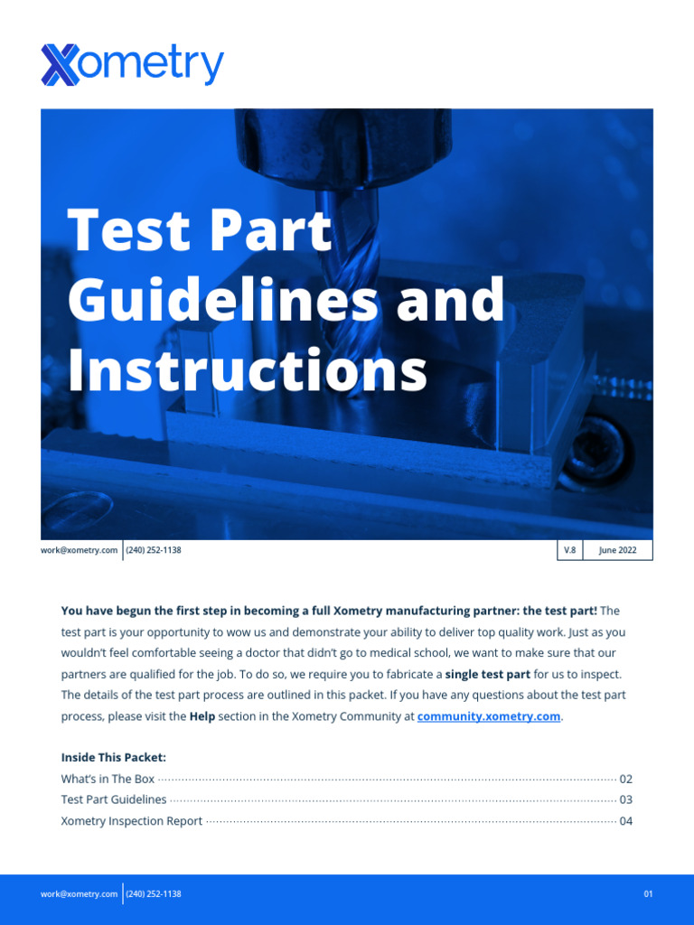 Xometry Test Part Guidelines and Instructions - V8 - June 2022 | PDF ...