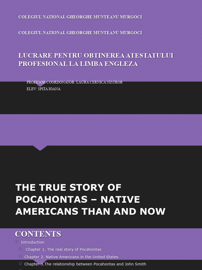 Atestat Pocahontas | PDF | Society Of The United States | Indigenous ...