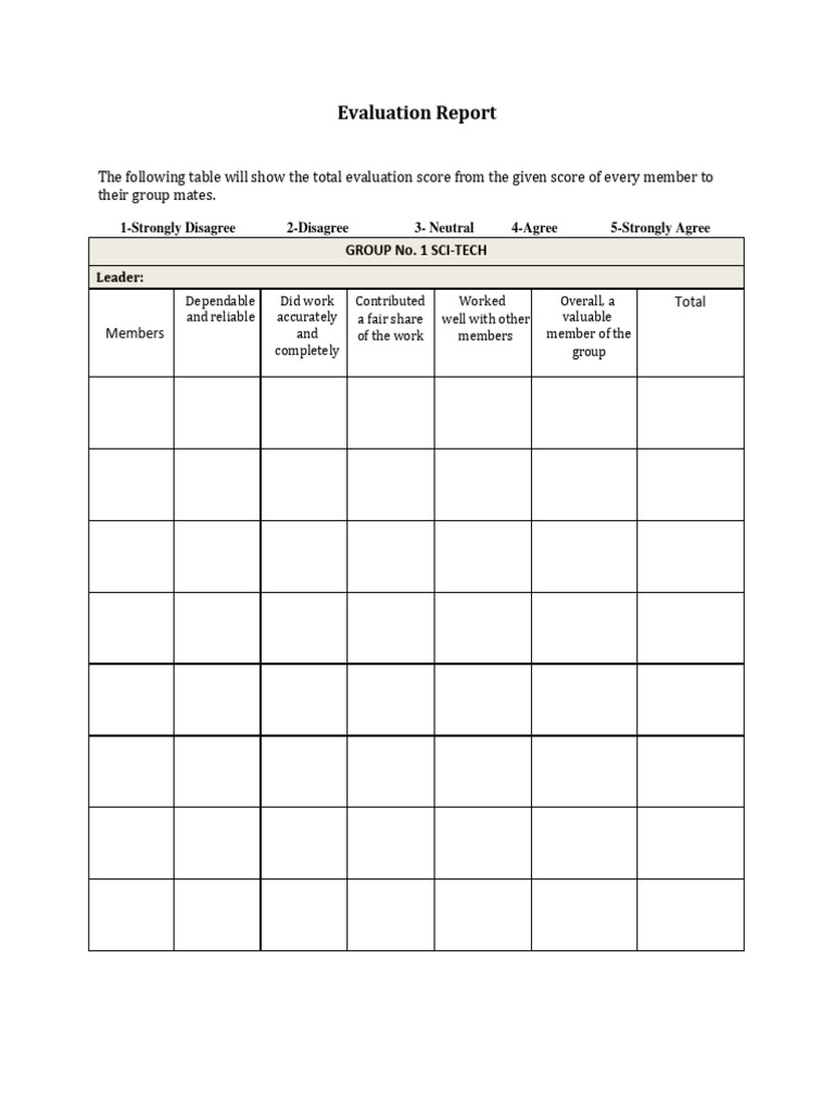 Group Evaluation Report | PDF