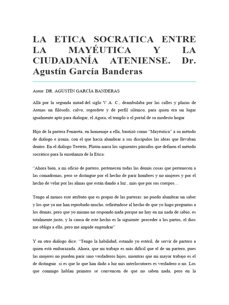 LA ETICA SOCRATICA | PDF | Sócrates | Platón