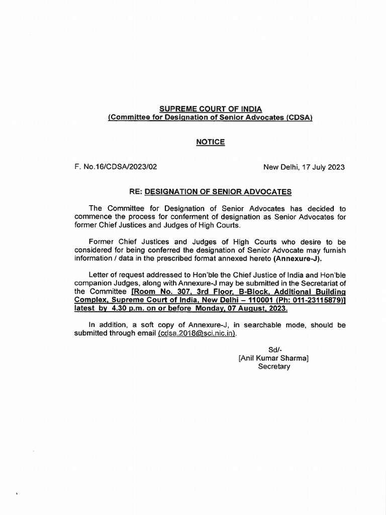 17 Designation of Senior Advocates | PDF | Judge | Advocate