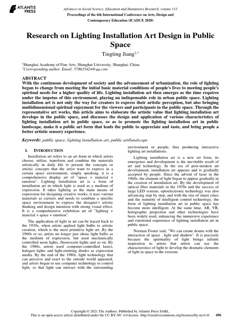 Research On Lighting Installation Art Design in Public Space | Download ...