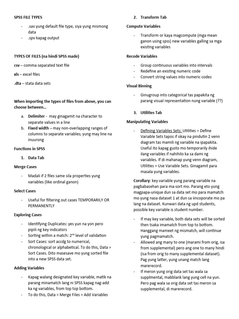 Spss Reviewer Pdf Errors And Residuals Dependent And Independent Variables