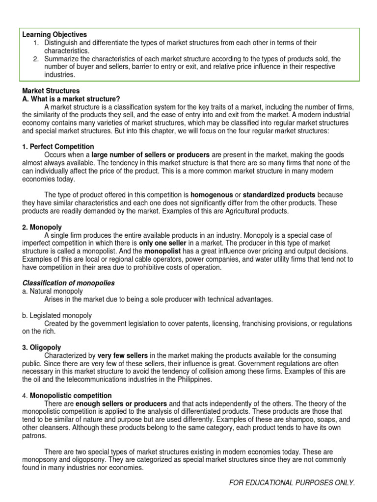 Market Structures | PDF | Monopoly | Market (Economics)