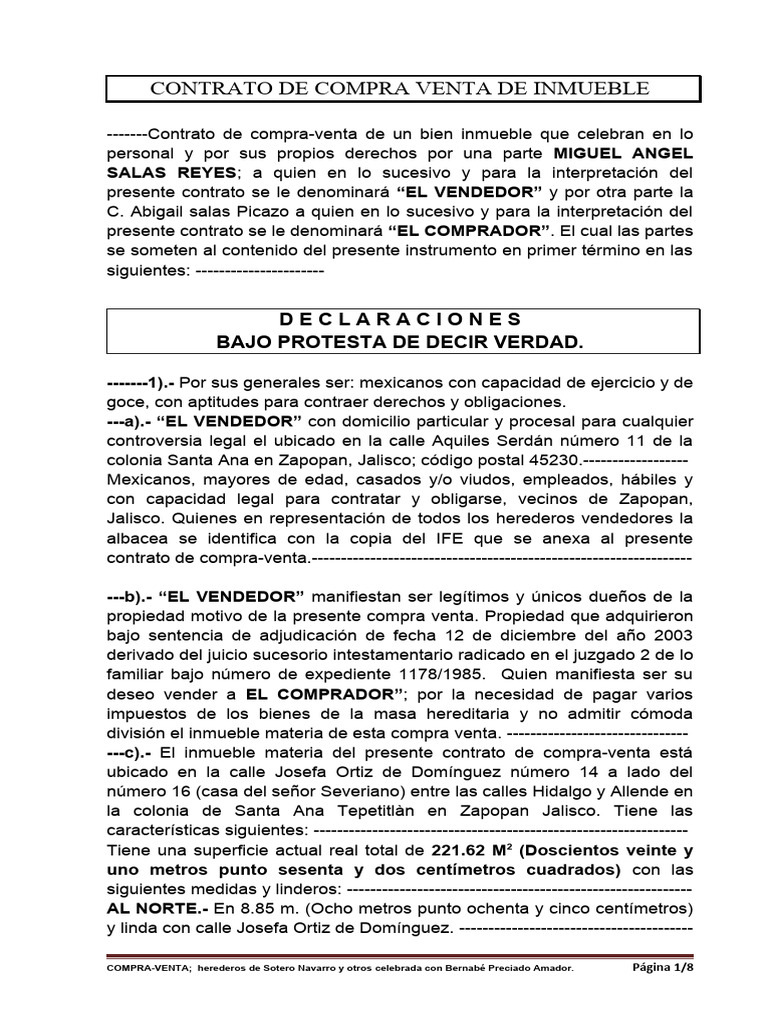 Contrato - Compra Venta | PDF | Derecho contractual | Derecho empresarial