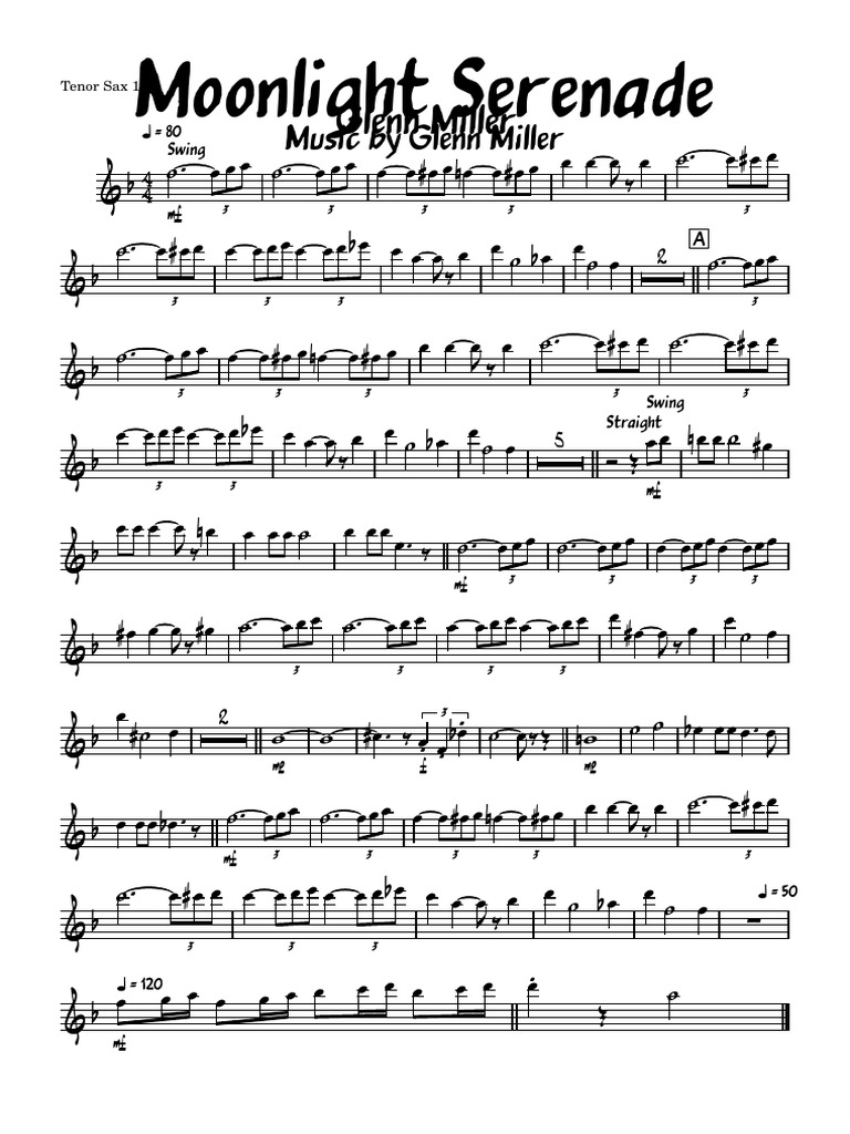 Tenor 1 Moonlight | PDF | Jazz | African American Music