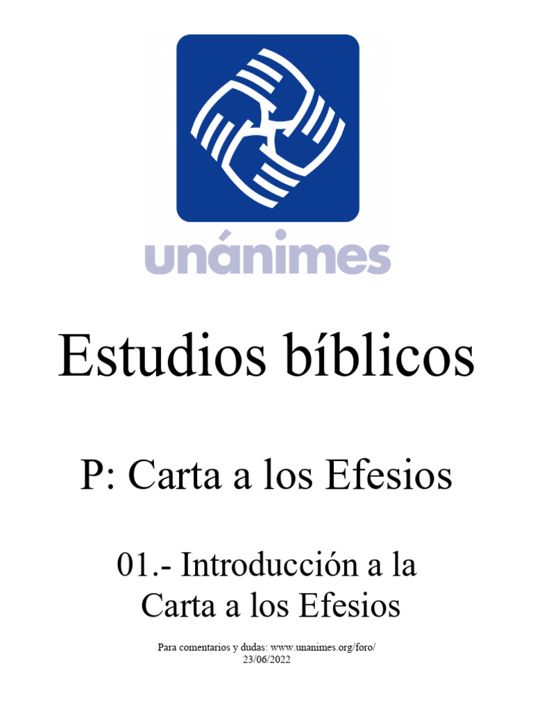 P.01. - Introduccion A La Carta A Los Efesios | PDF | Pablo el apóstol | Epístola a los efesios
