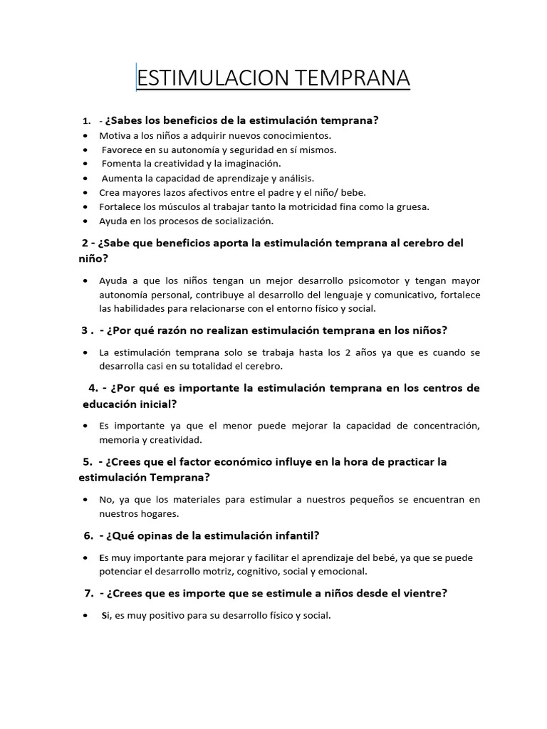 Estimulacion Temprana | PDF