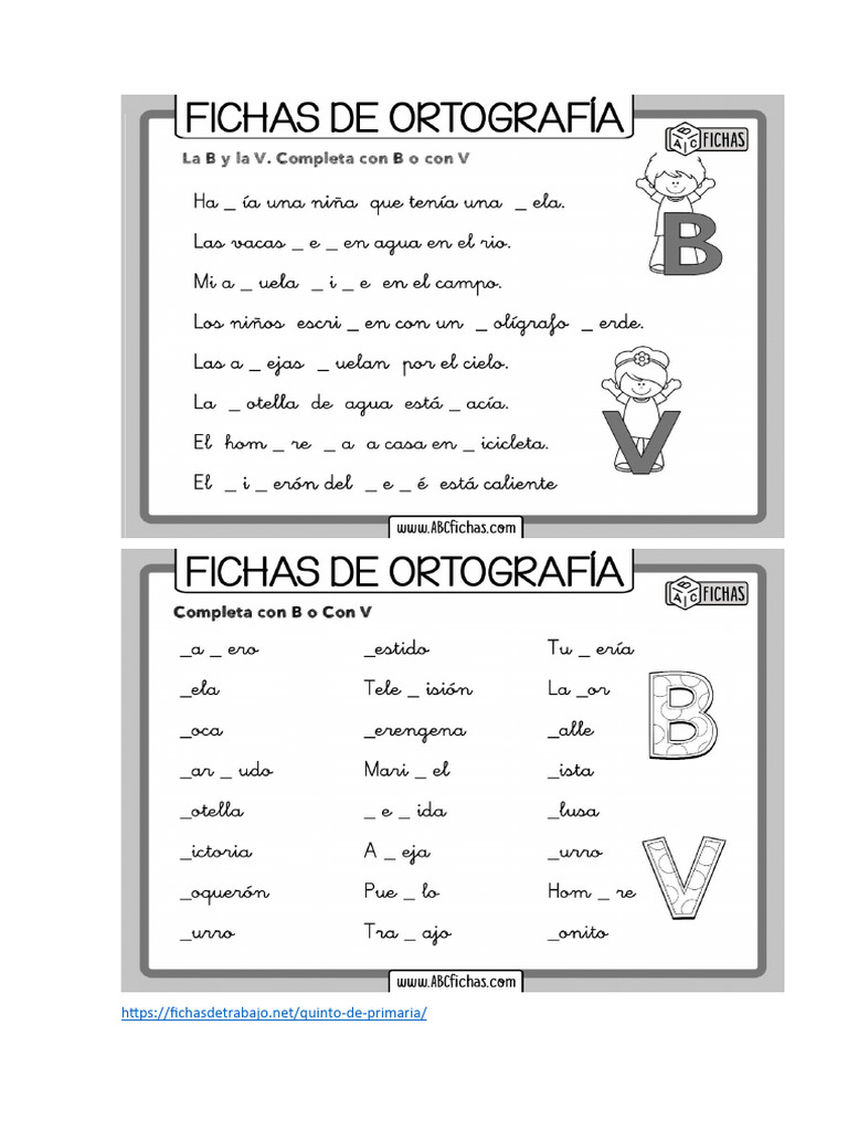 Dictados B y V para 6° de Primaria | PDF