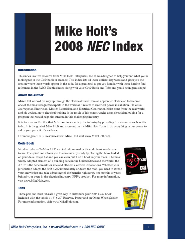 08 NEC Index | PDF | Electrical Wiring | Cable