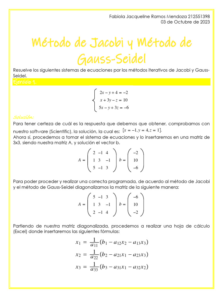 Fabiola - Ramos - ALI - Método Jacobi y Método Gauss-Seidel | PDF | Programación de computadoras ...