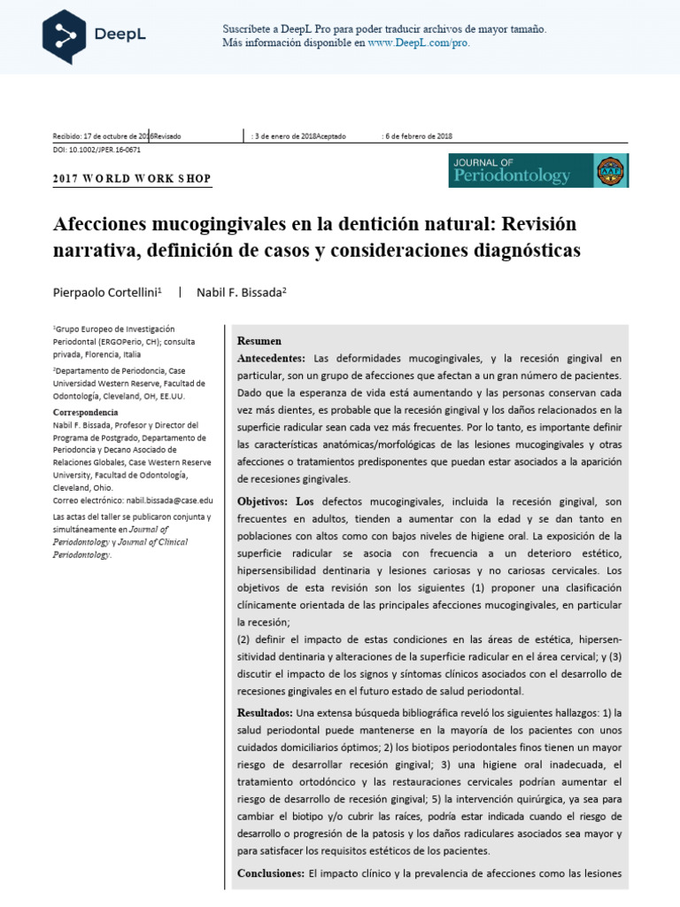 Journal of Periodontology - 2018 - Cortellini - Mucogingival Conditions ...