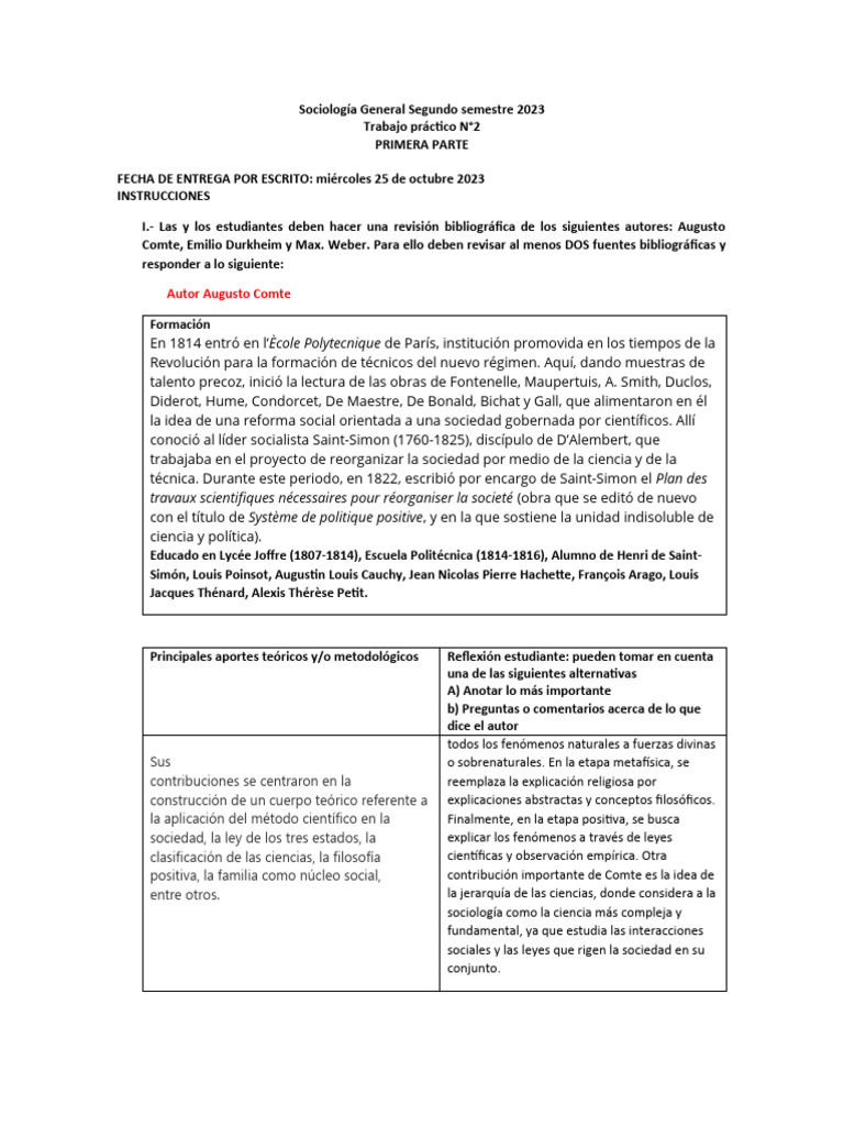 Aportes de Comte, Durkheim y Weber en Sociología | PDF | Emile Durkheim ...