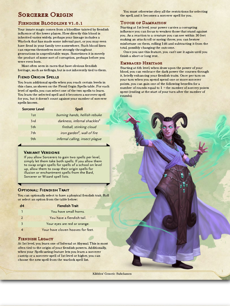 Fiendish Sorcerer Origin Subclass | PDF | Dungeons & Dragons | Fantasy ...