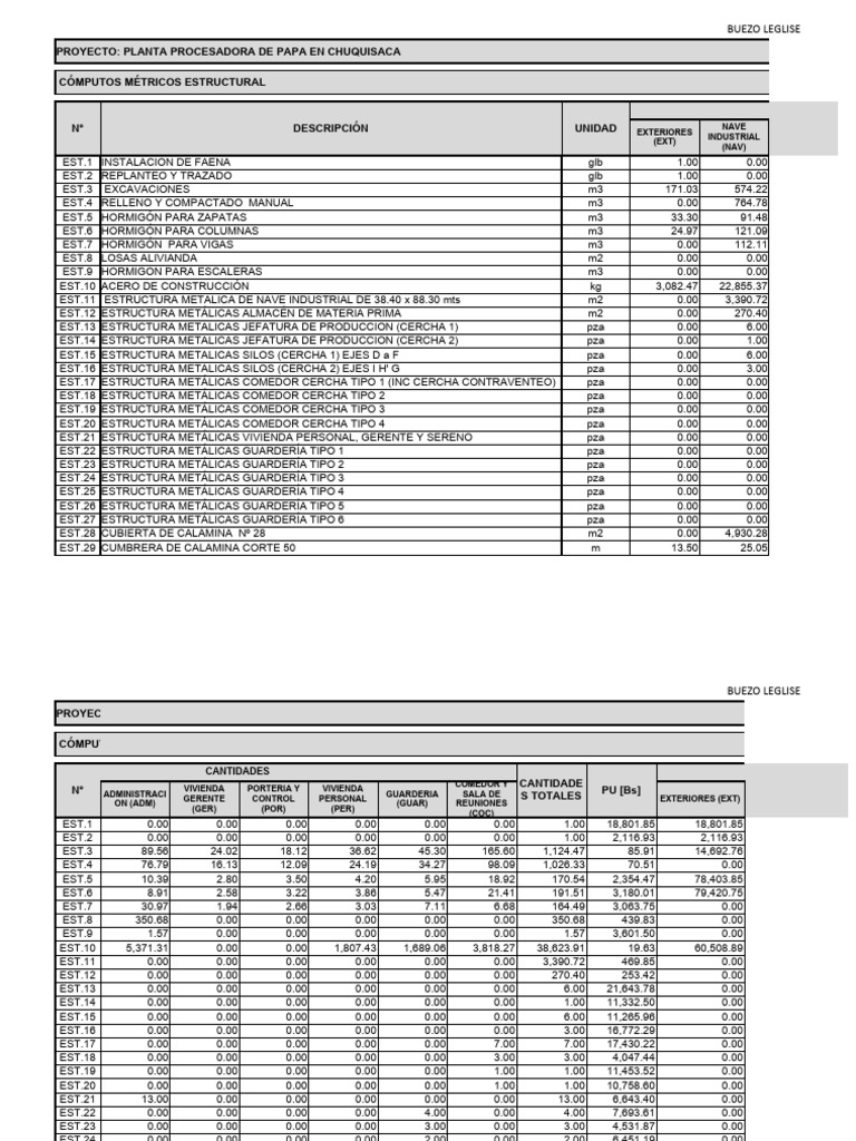 Precios Unitarios | PDF | Materiales | Ingeniería de Edificación