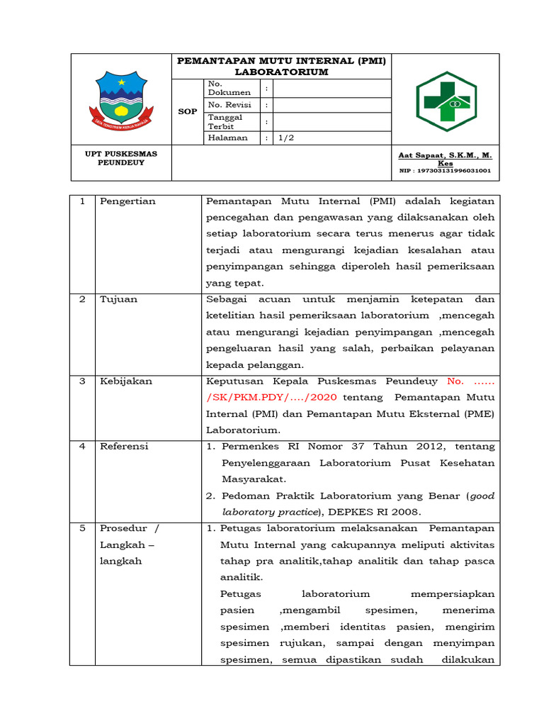Sop Pmi | PDF | Teknologi & Rekayasa