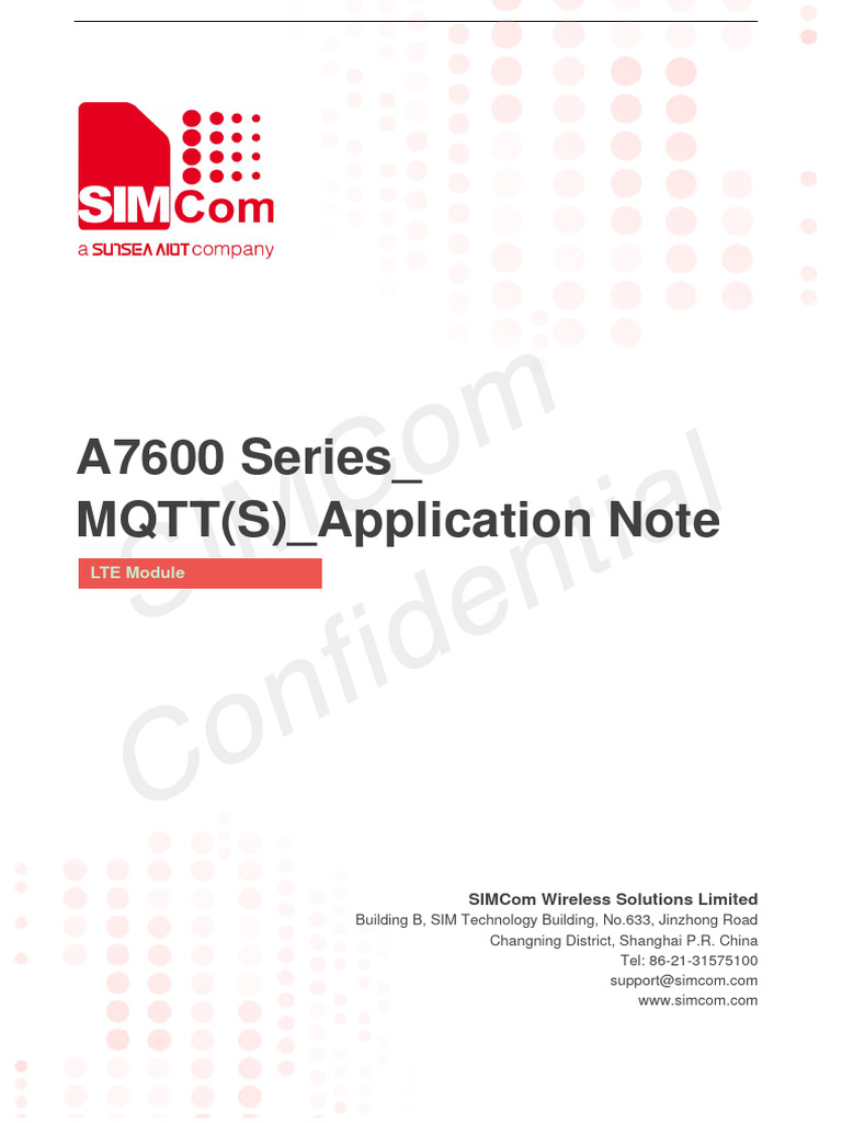 A7600 Series MQTT (S) Application Note V1.00 | PDF | Transport Layer ...