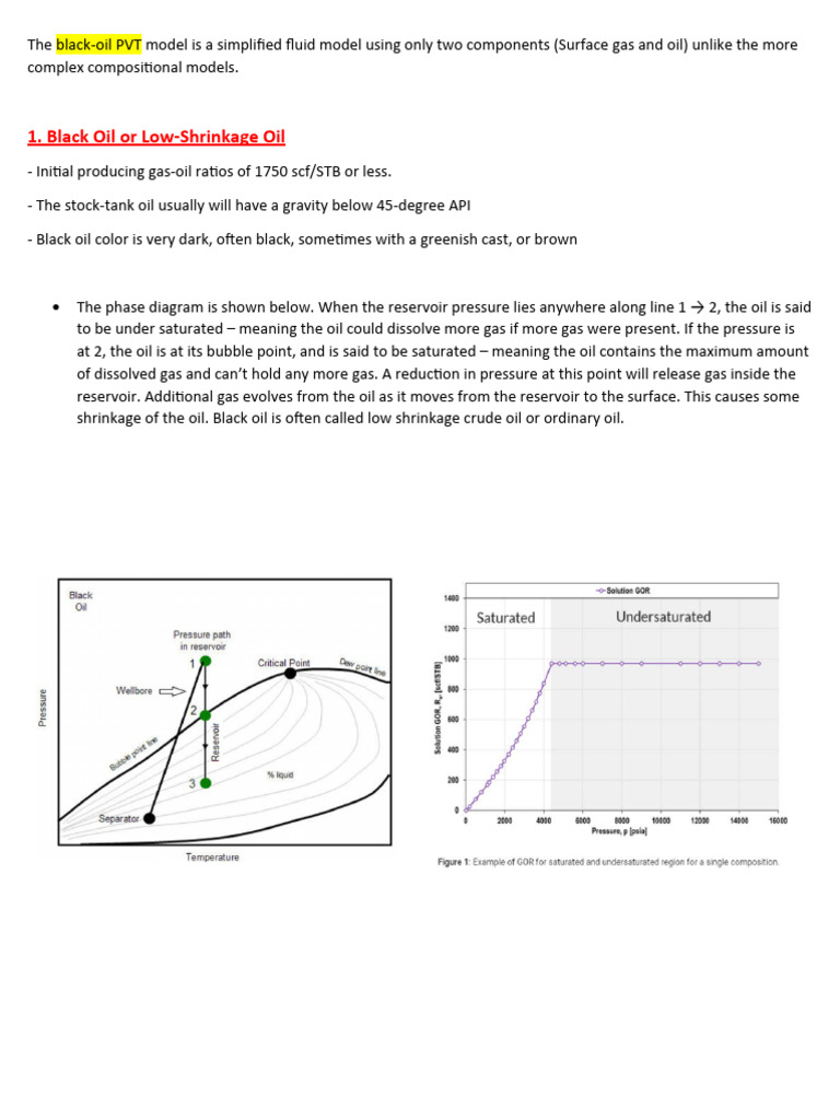 Black Oil PVT Model and Phase Diagram | PDF