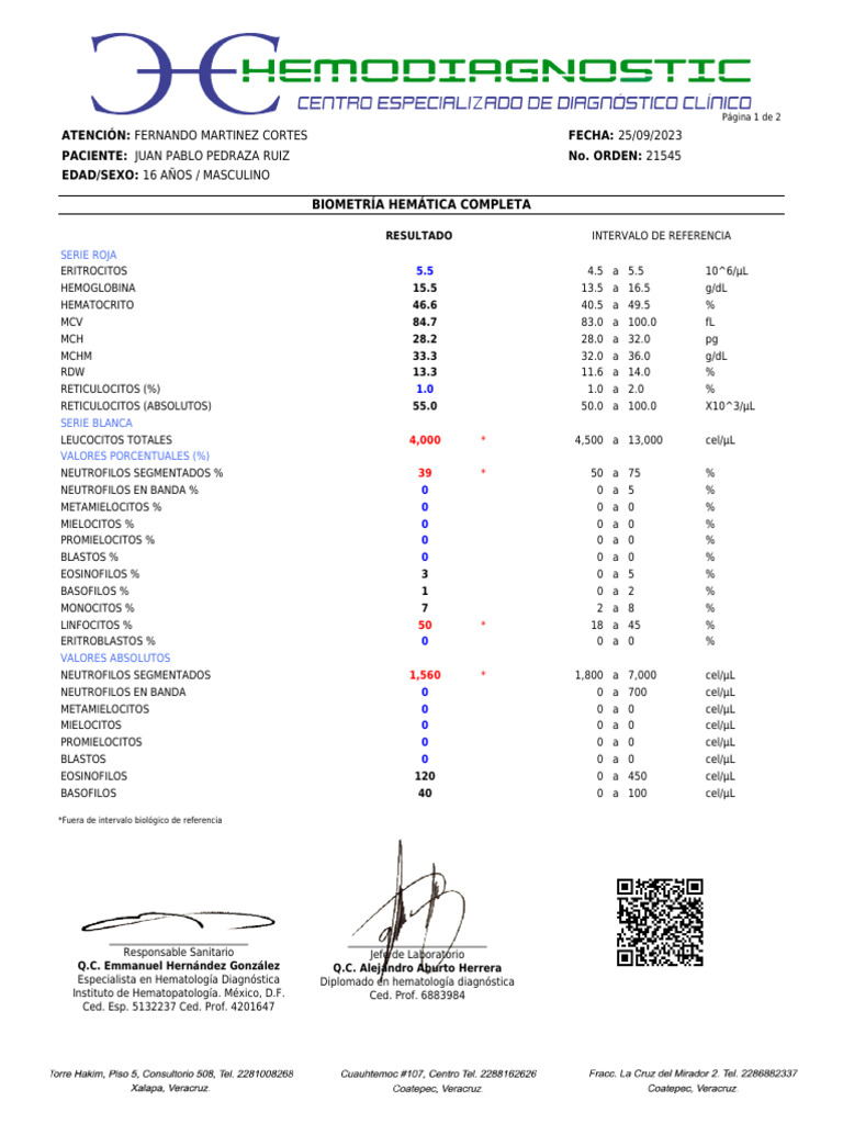 Juan Pablo Pedraza Ruiz - BHC | PDF | Hematología | Células