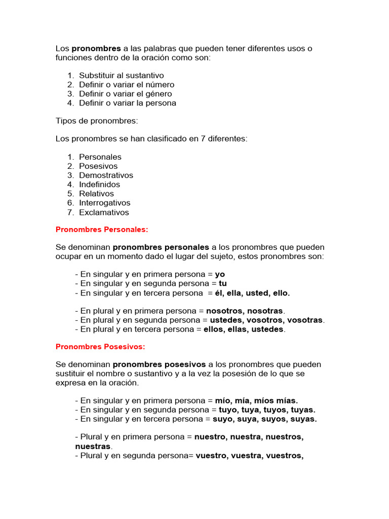 Pronombres | PDF | Pronombre | Unidades Semánticas