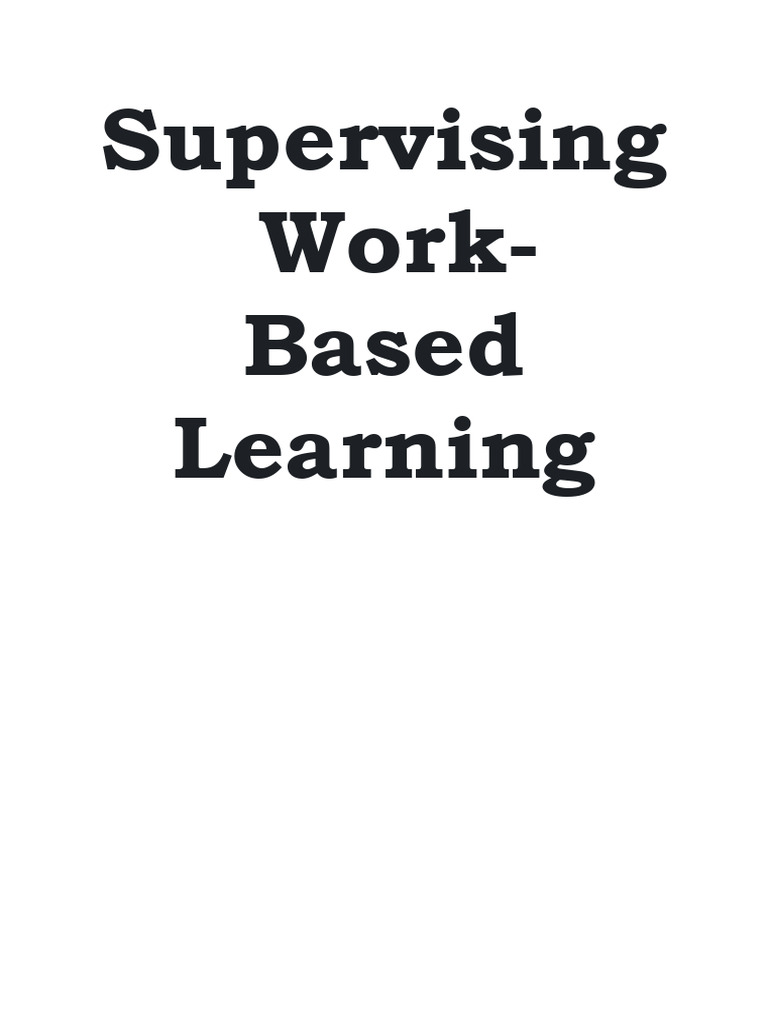 Supervising Work Based Learning | PDF | Hors D'oeuvre | Hygiene