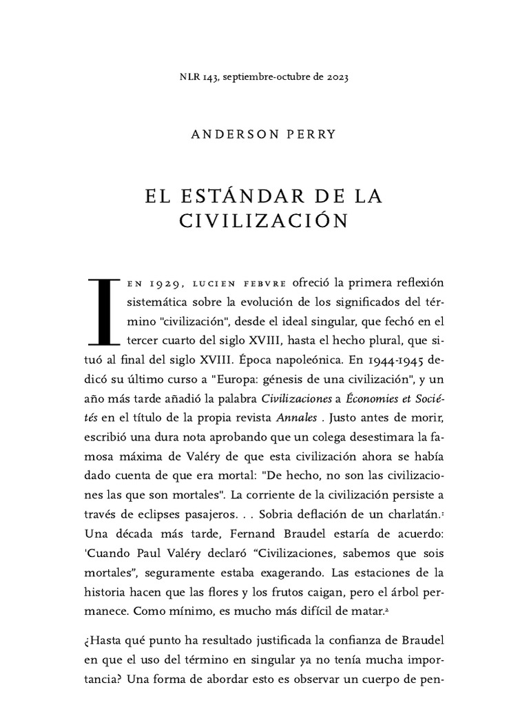Perry Anderson, The Standard of Civilization, NLR 143, Septiembre ...