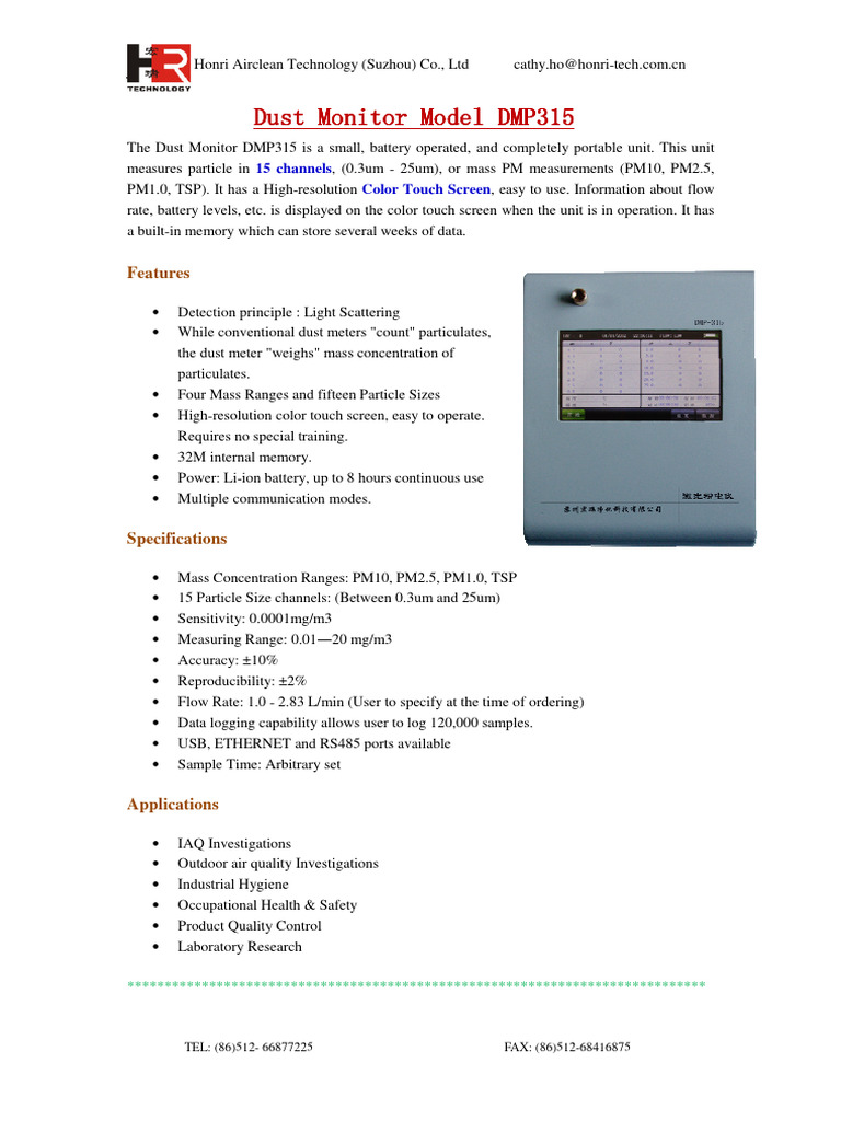 Dust Meter DMP 315 Particulate Sampler | PDF