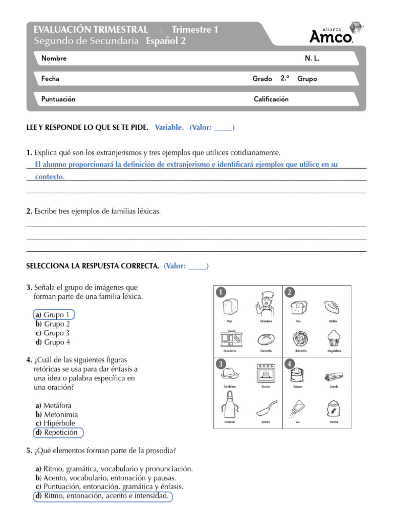 Español 2° Contestado | PDF | Lingüística | Puntuación