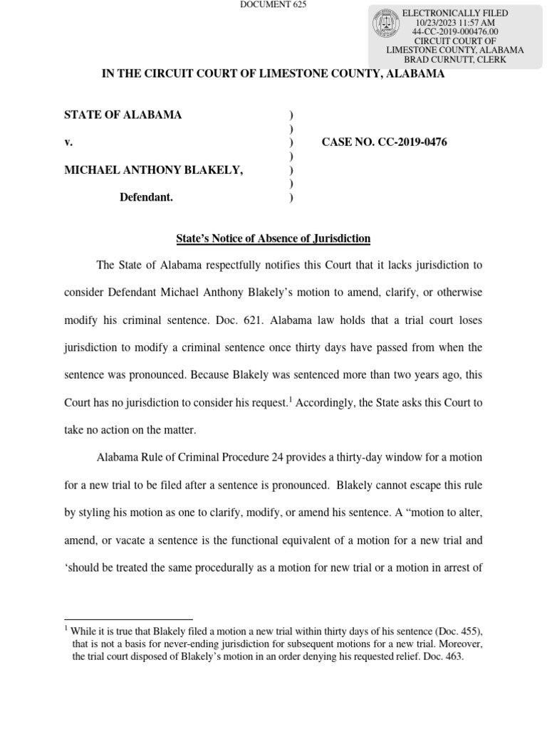 Mike Blakely State's Notice of Absence of Jurisdiction | PDF | Virginia ... Mike Blakely State's Notice of Absence of Jurisdiction | PDF | Virginia ...