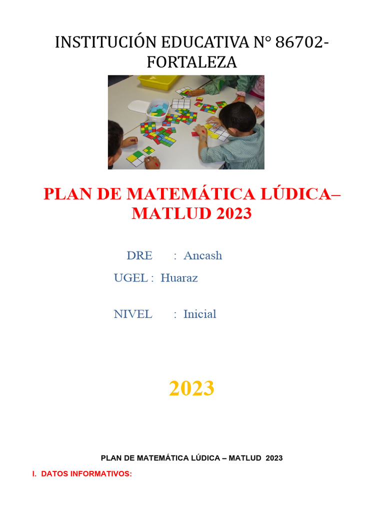 Plan de Matemática Lúdica 2023 - Matlud | PDF | Aprendizaje | Matemáticas