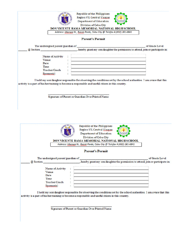 Parents Permit | PDF