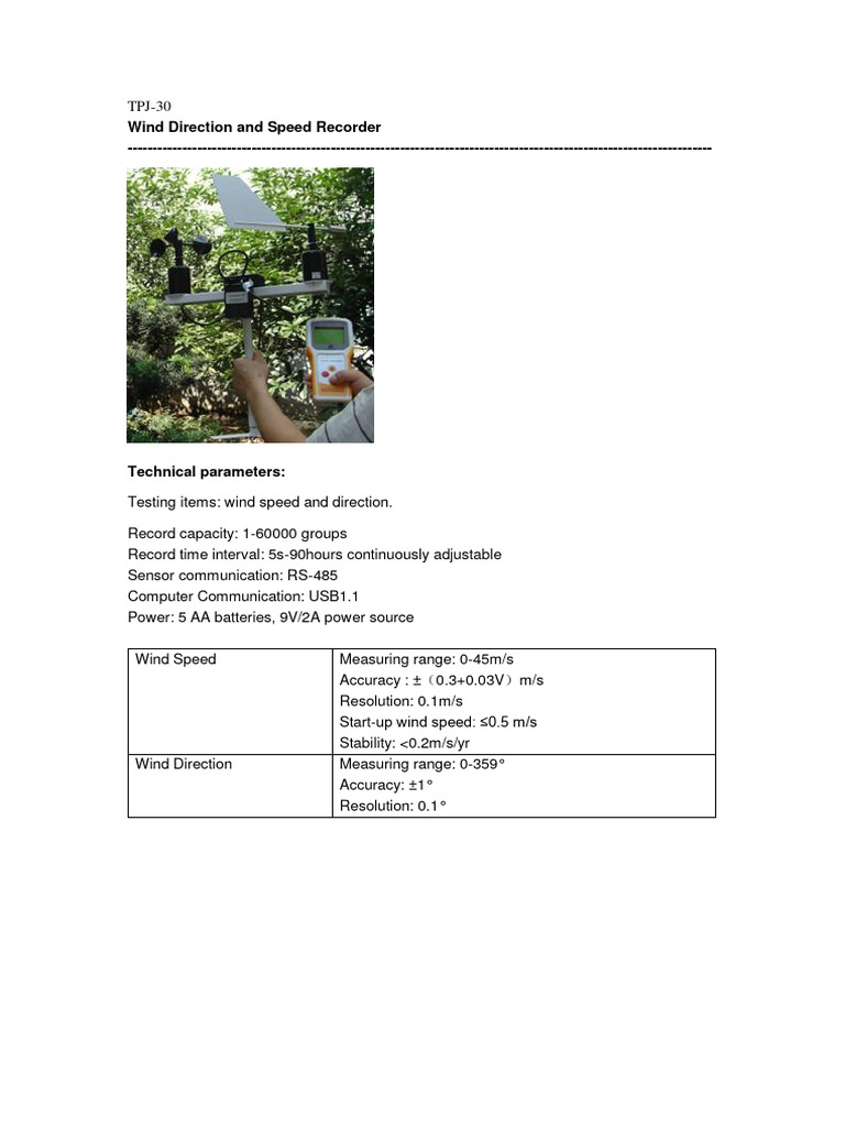 TPJ-30 Wind Direction and Speed Recorder | PDF