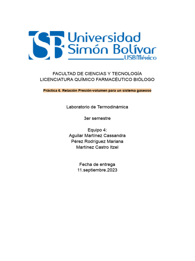 Práctica 6. Termo | PDF | Gases | Presión