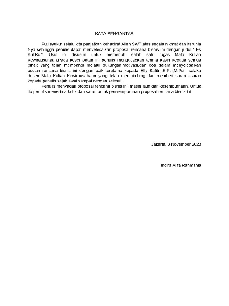 Proposal Bisnis KUL KUL | PDF | Bisnis