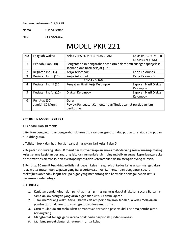 Resume Pertemuan 1,2,3 PKR Lisna | PDF