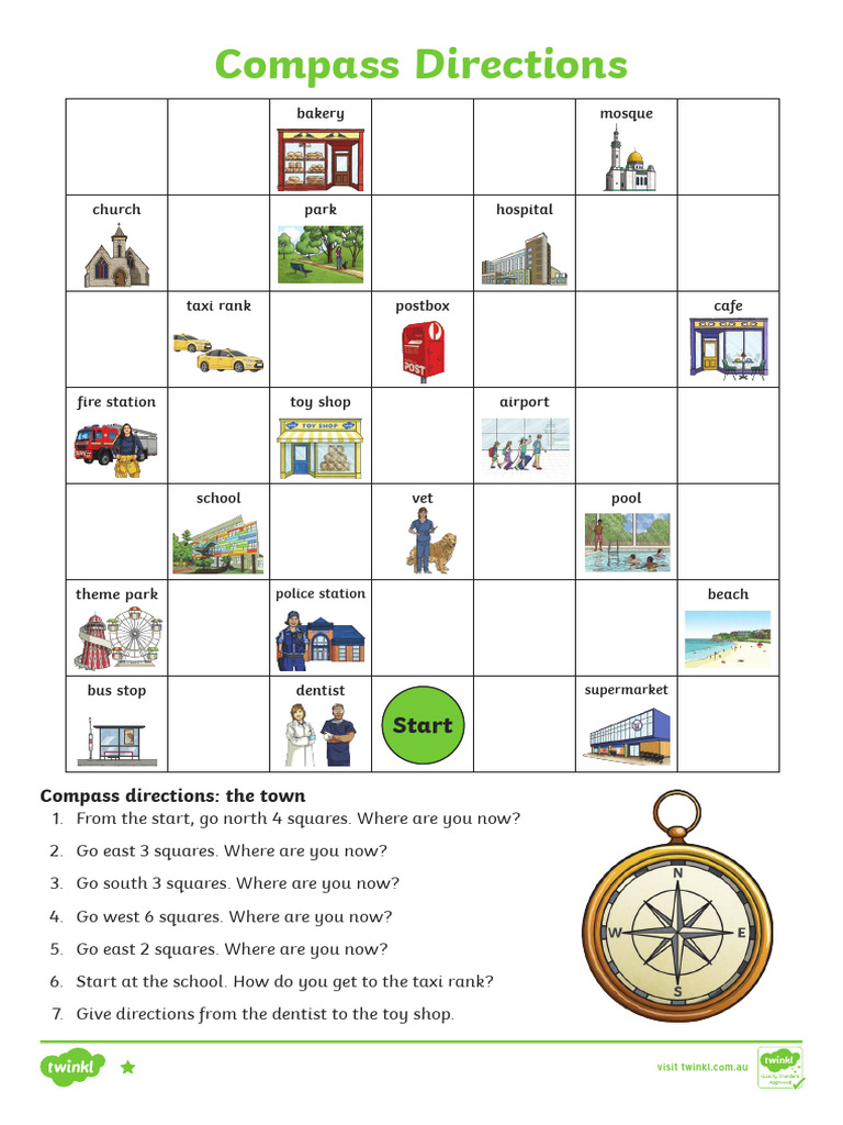 Compass Directions Activity Sheet | PDF