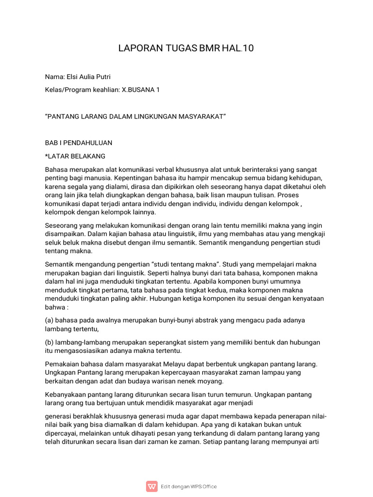 Laporan Tugas BMR | PDF | Kajian Bahasa Asing | Sains & Matematika