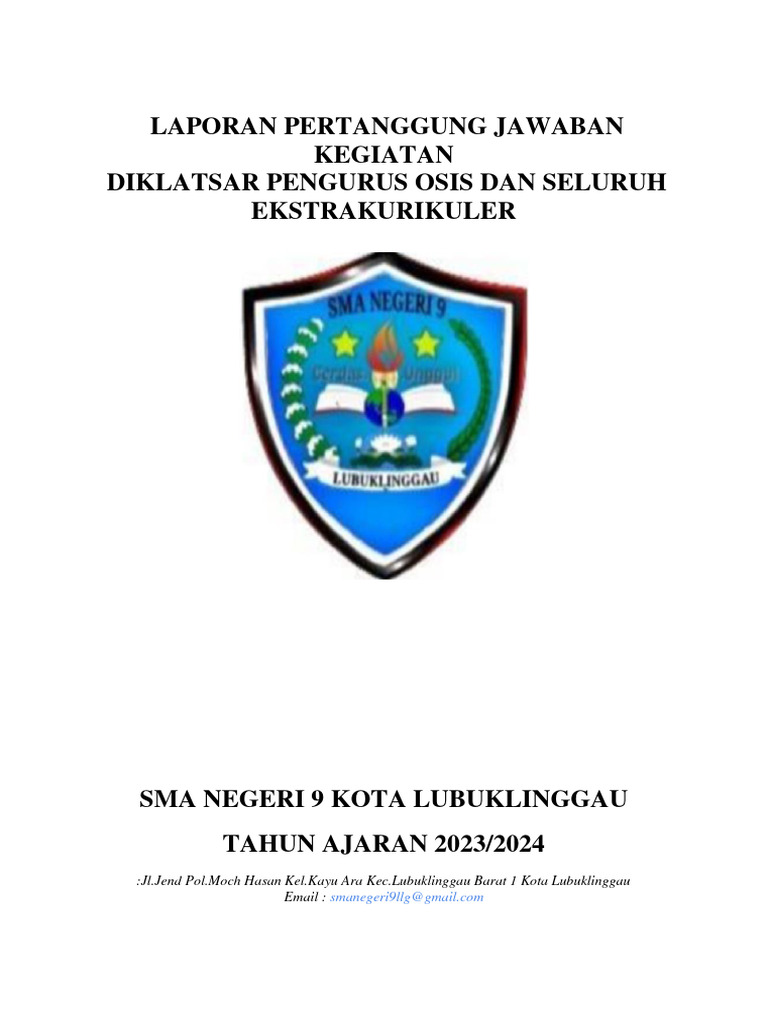 Laporan Pertanggung Jawaban Diklatsar 2023 OSIS | PDF