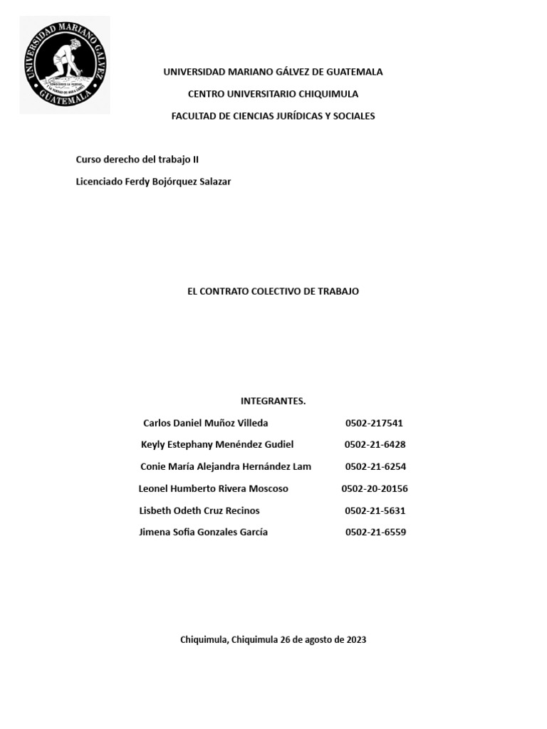 Contrato Colectivo de Trabajo | Descargar gratis PDF | Derecho laboral | Acuerdo colectivo