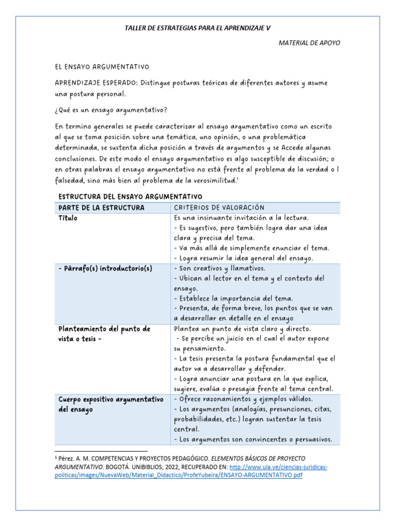 Guía para Ensayo Argumentativo | PDF | Ensayos | Aprendizaje