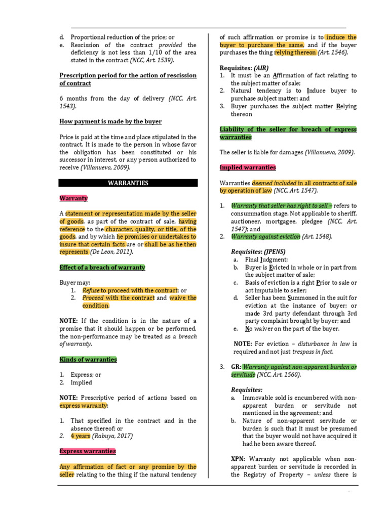 Warranty | PDF | Implied Warranty | Breach Of Contract