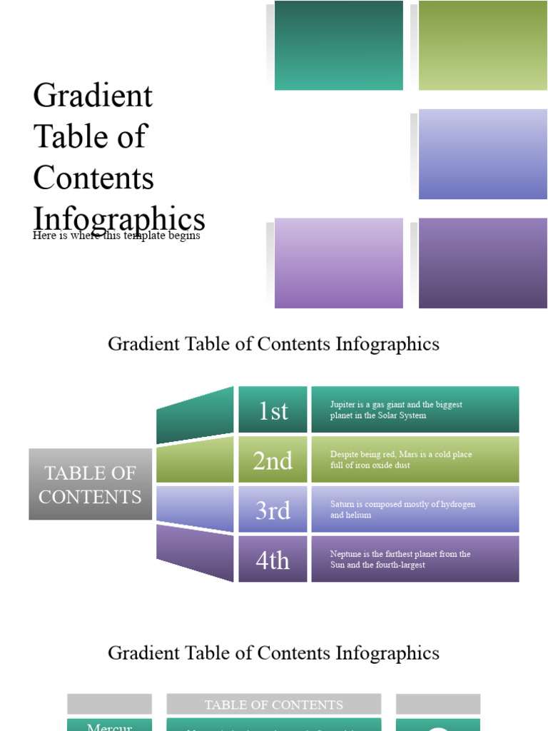 Gradient Table of Contents Infographics by Slidesgo | PDF | Planets ...