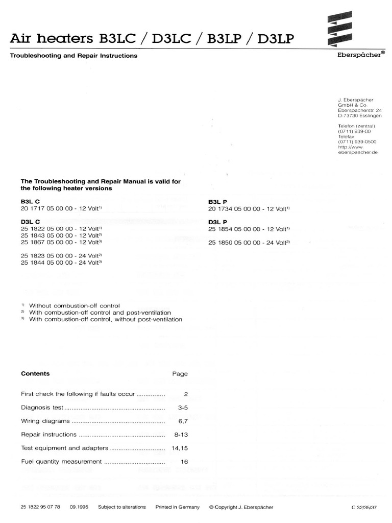 Eberspacher D3LC TS 09-1995 JE | PDF