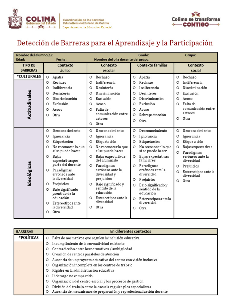 Instrumento Detección BAP Covarrubias | PDF | Enseñando | Aprendizaje