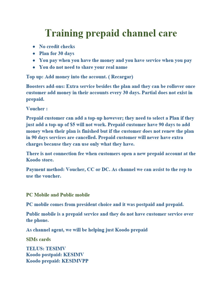 Training Prepaid Channel Care | PDF | Prepaid Mobile Phone | Voucher