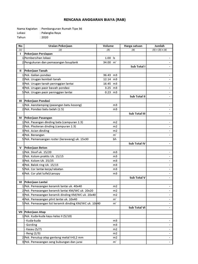 Latihan Menyusun RAB-1 | PDF